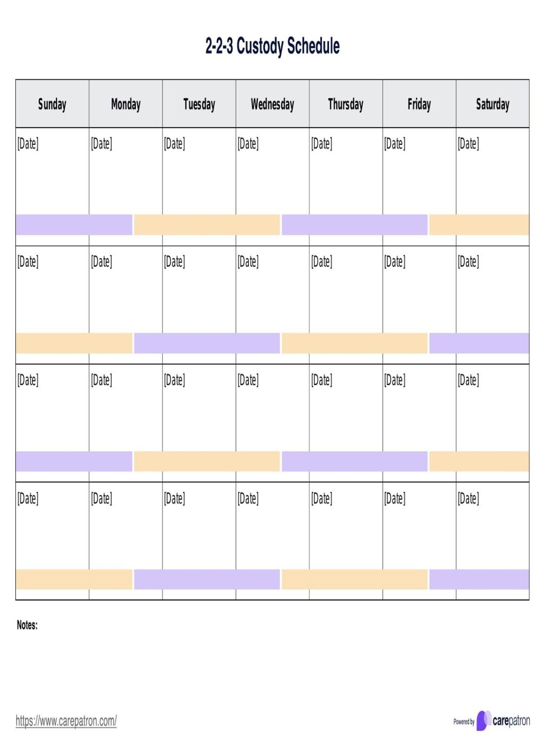 Free Printable Custody Calendar Template - Template Free Printable