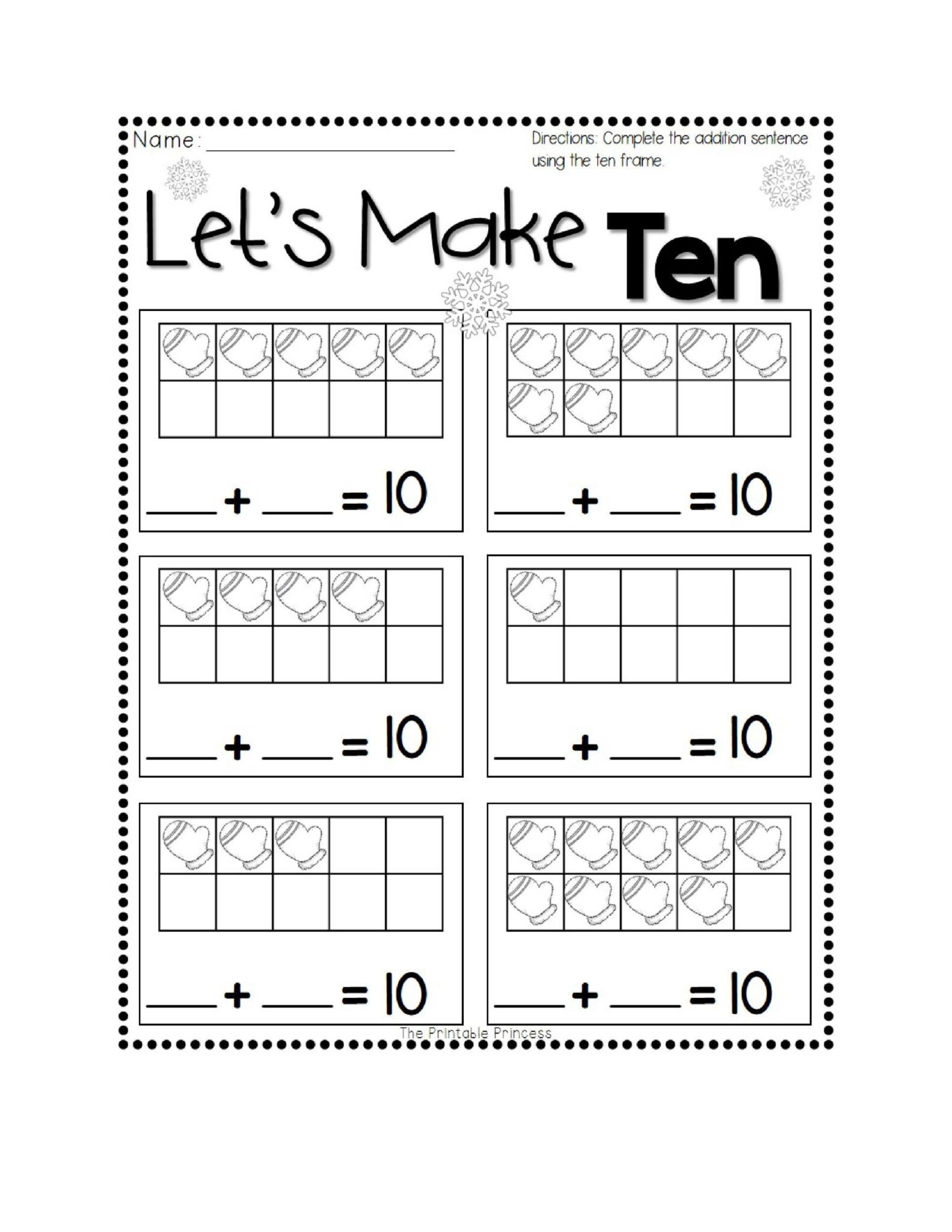 Free Printable Blank Ten Frame Worksheets - Template Free Printable