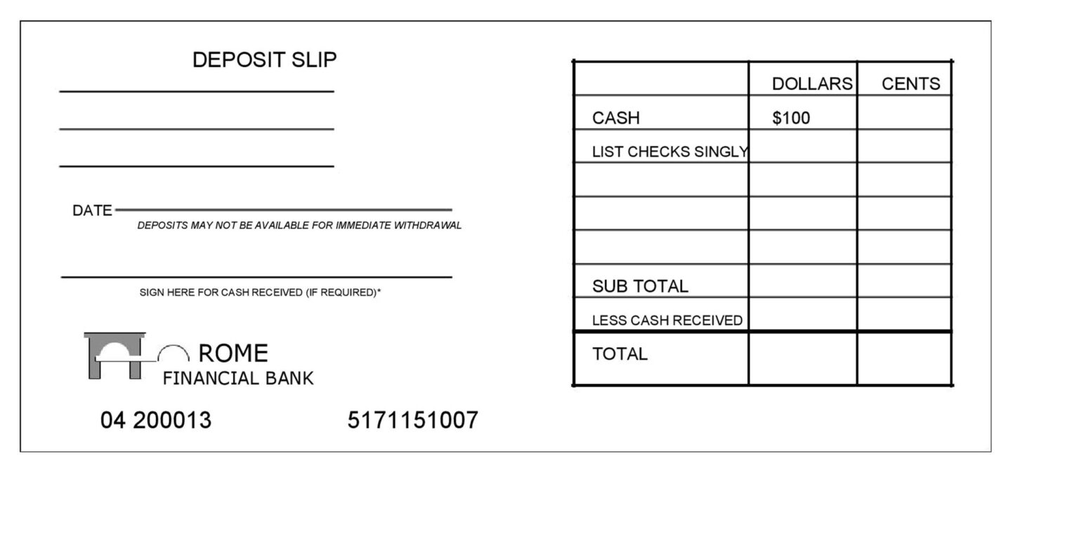 Free Blank Deposit Slip Printable - Template Free Printable