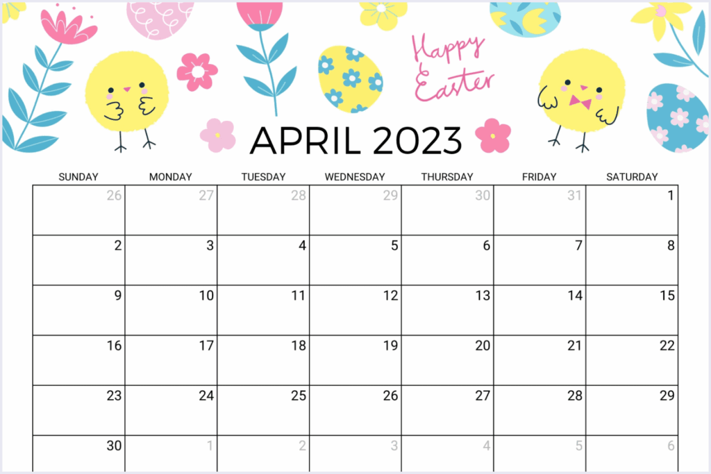 April Free Printable Calendar - Template Free Printable