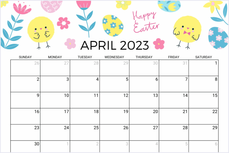 April Free Printable Calendar - Template Free Printable