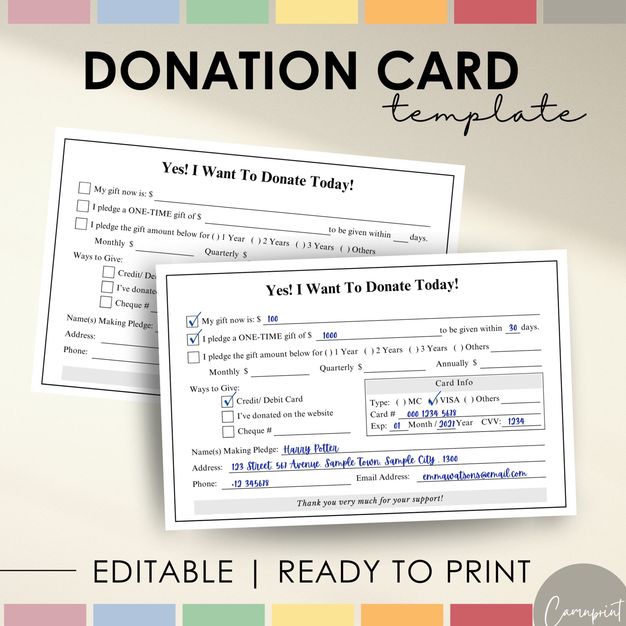 Free Printable Pledge Form Template - Template Free Printable