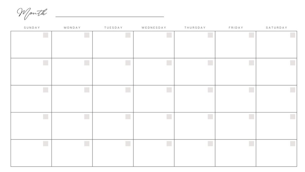 Monthly Calendar Template Free Printable - Template Free Printable