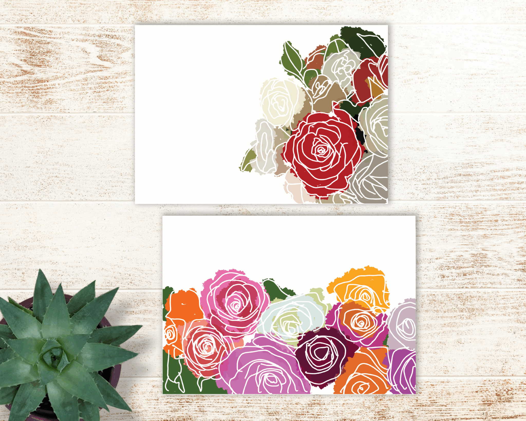 Free Printable Blank Cards With Roses - Template Free Printable