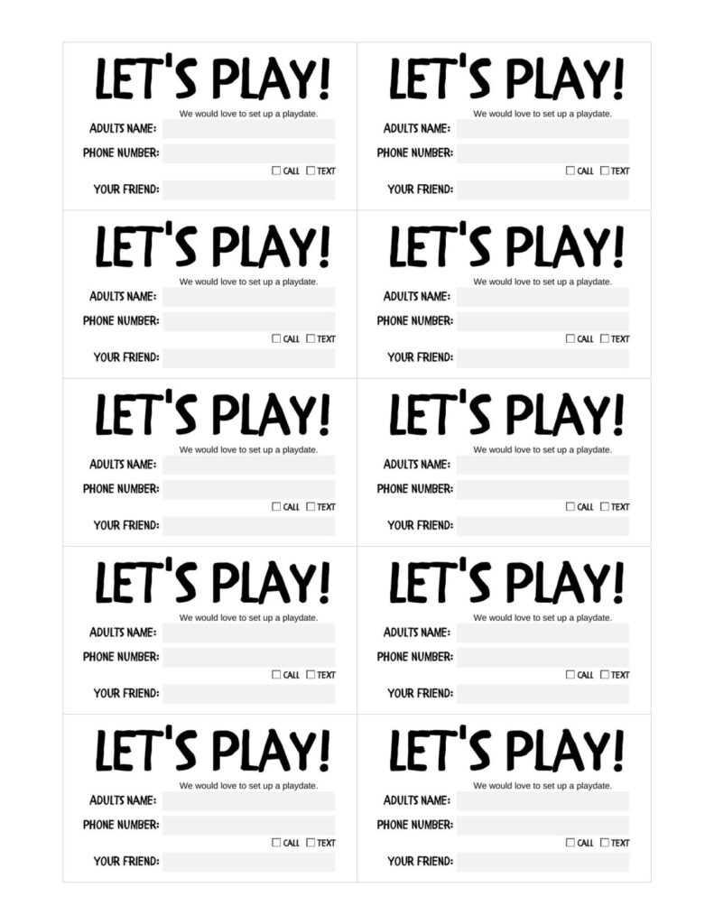 Free Printable Playdate Invitation Template - Template Free Printable