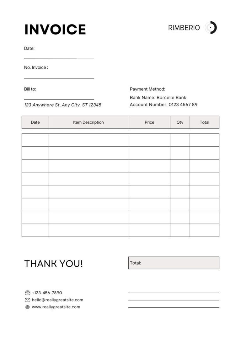 Free Templates Invoices Printable - Template Free Printable