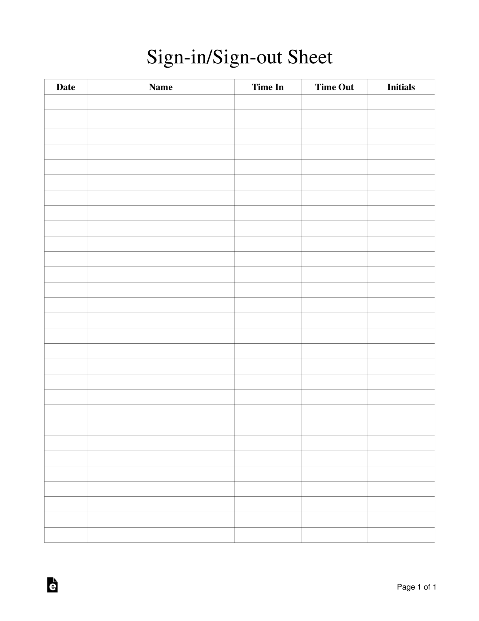 Free Printable Sign Out Sheet Template - Template Free Printable