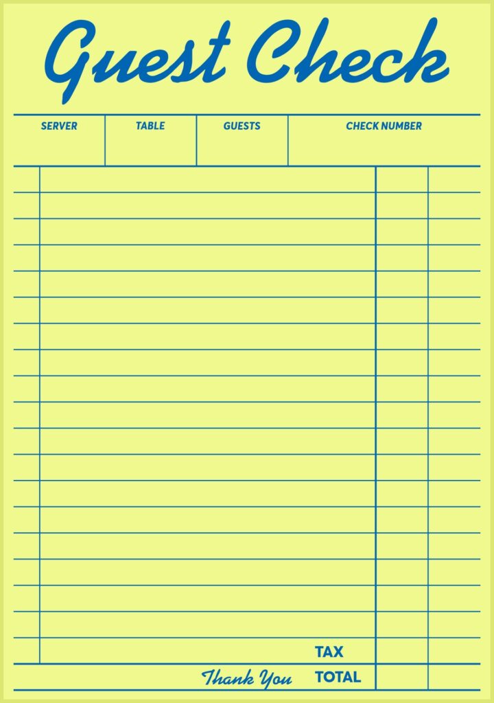 Free Printable Guest Check Template - Template Free Printable