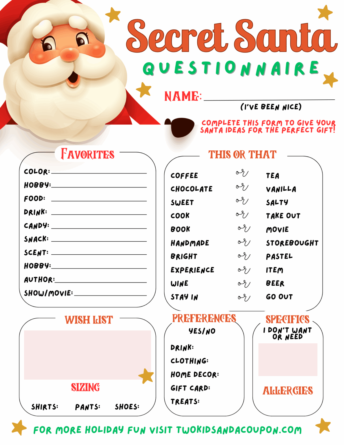 Secret Santa Free Printable - Template Free Printable