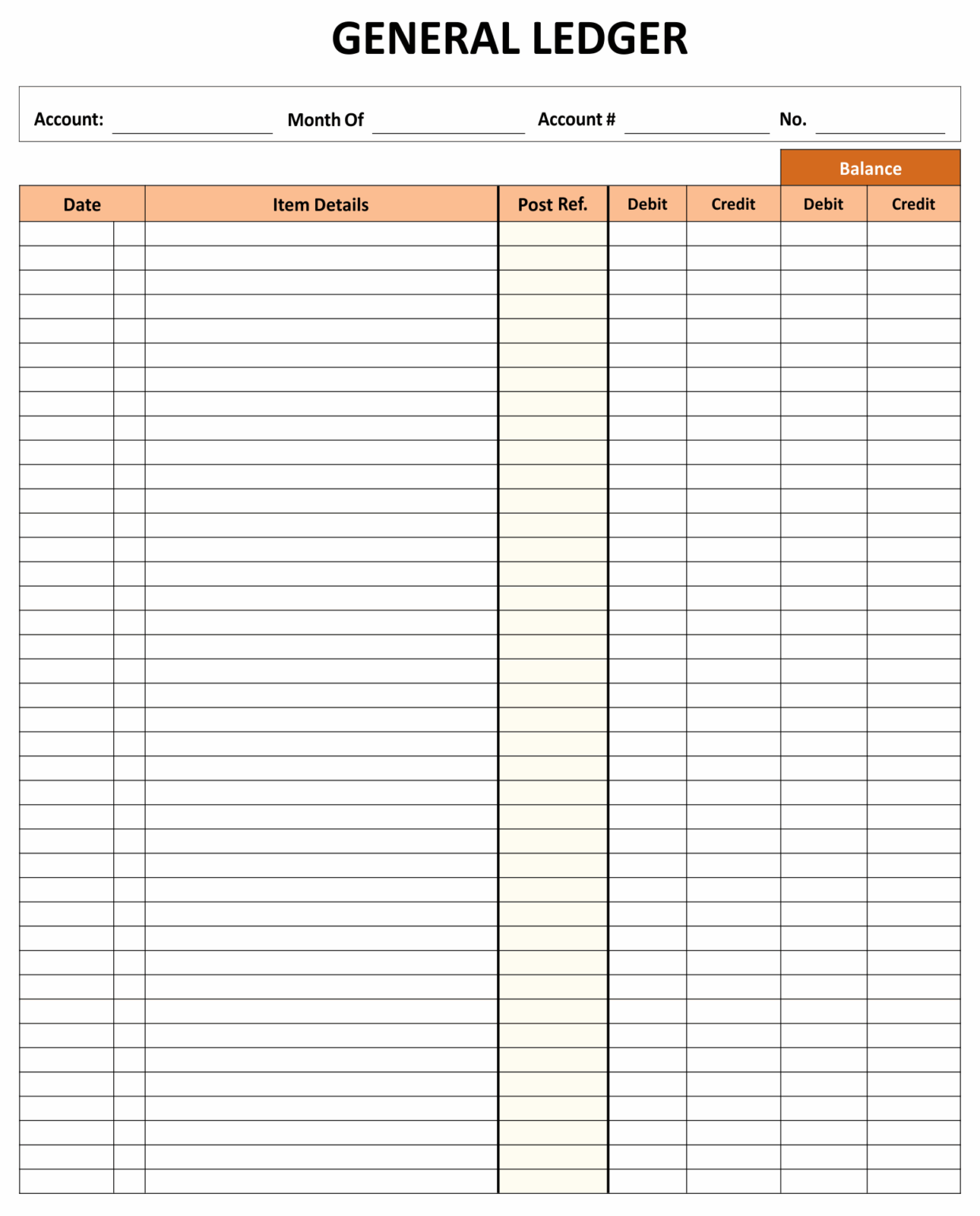 Printable Ledger Sheets Free - Template Free Printable