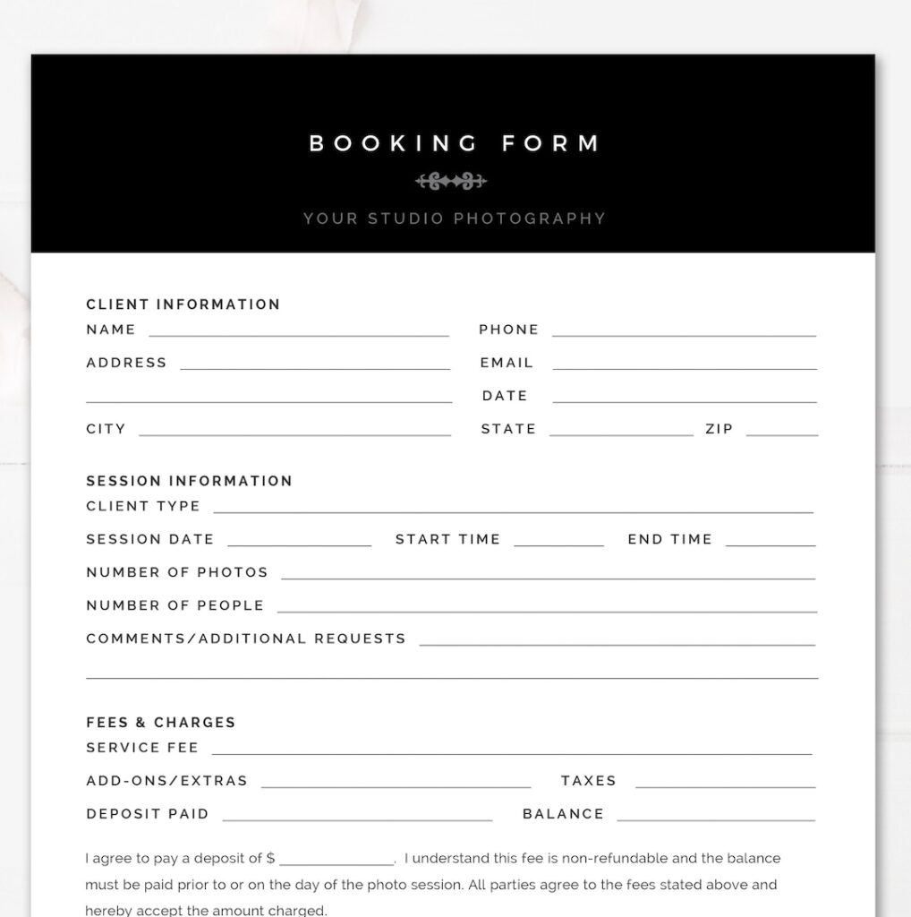 Free Printable Session Booking Templates - Template Free Printable