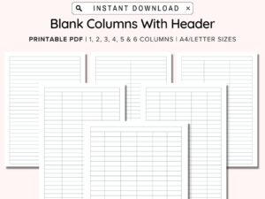 Printable Blank 6 Column Chart Template - Template Free Printable