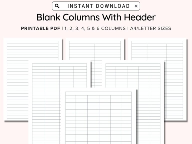 Printable Blank 6 Column Chart Template - Template Free Printable
