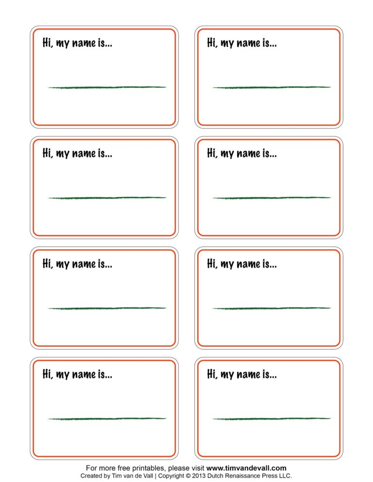 Blank Name Tag Template Free Printable - Template Free Printable