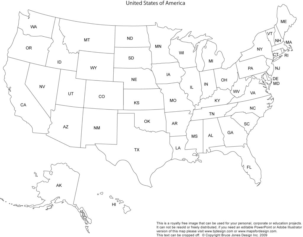 Printable Map Of The Usa States - Template Free Printable