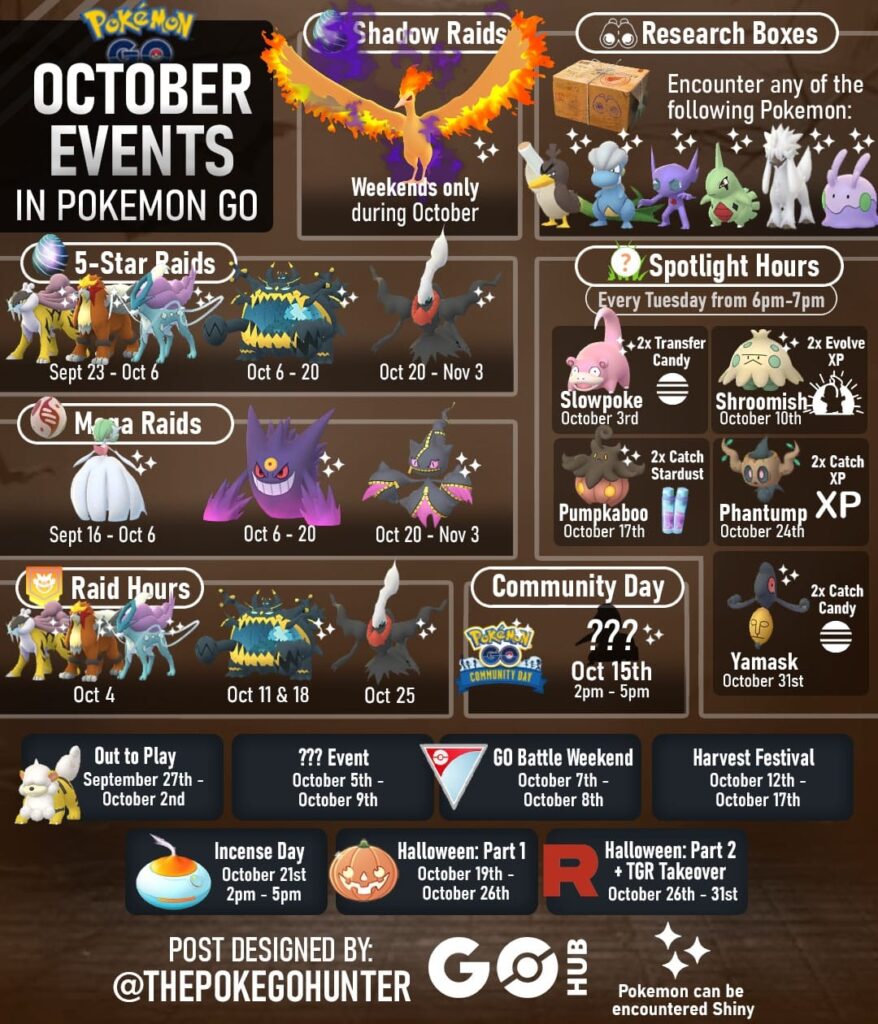 Pokemon Go Calendar October 2025 - Template Free Printable