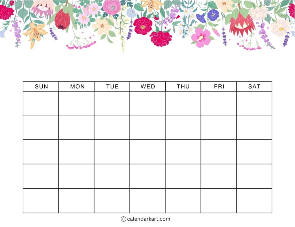 Free Printable Cute Blank Calendar - Template Free Printable