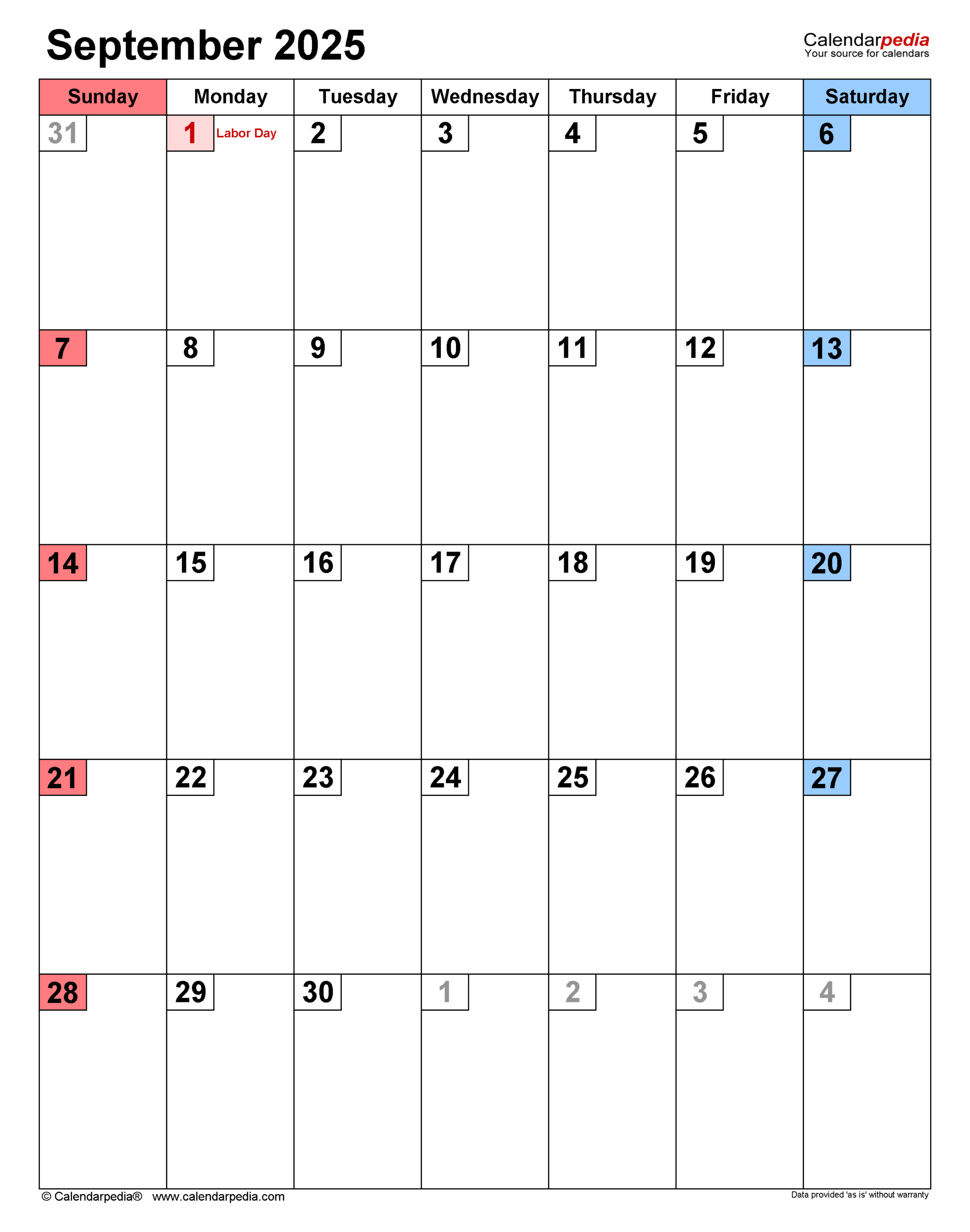 September 2025 Calendar Calendarpedia - Template Free Printable