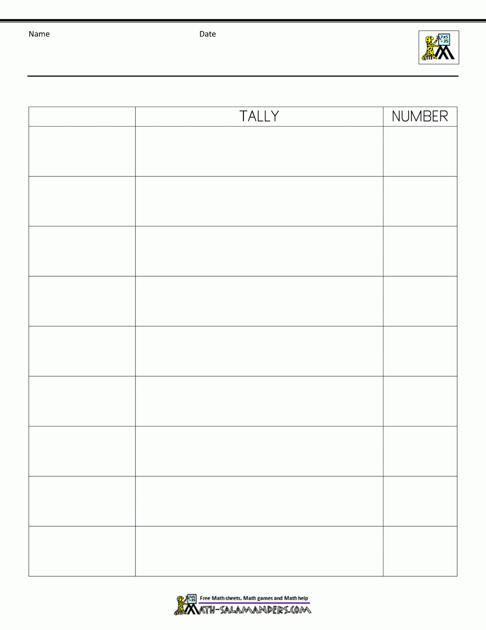 Free Printable Blank Tally Chart Template - Template Free Printable