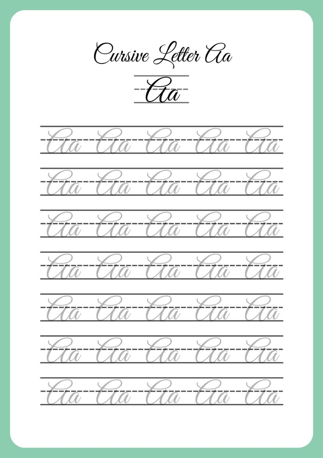 Cursive Worksheet Printable - Template Free Printable