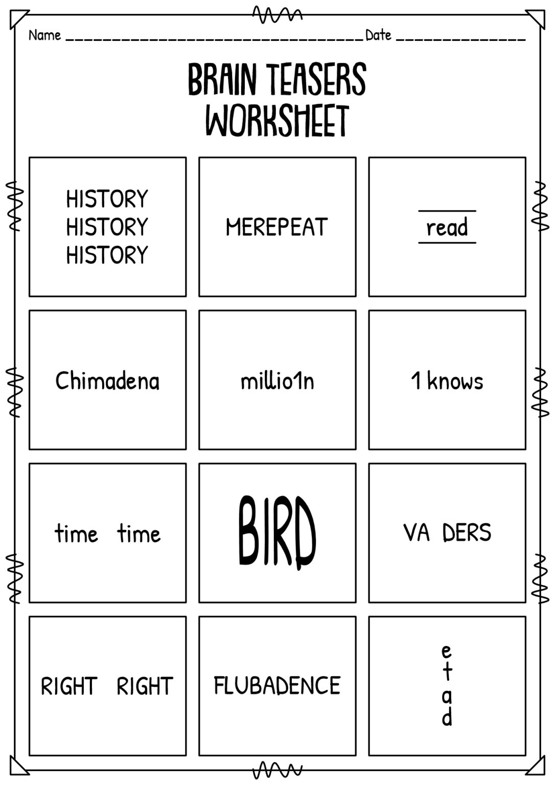 Free Printable Brain Teaser Worksheets - Template Free Printable
