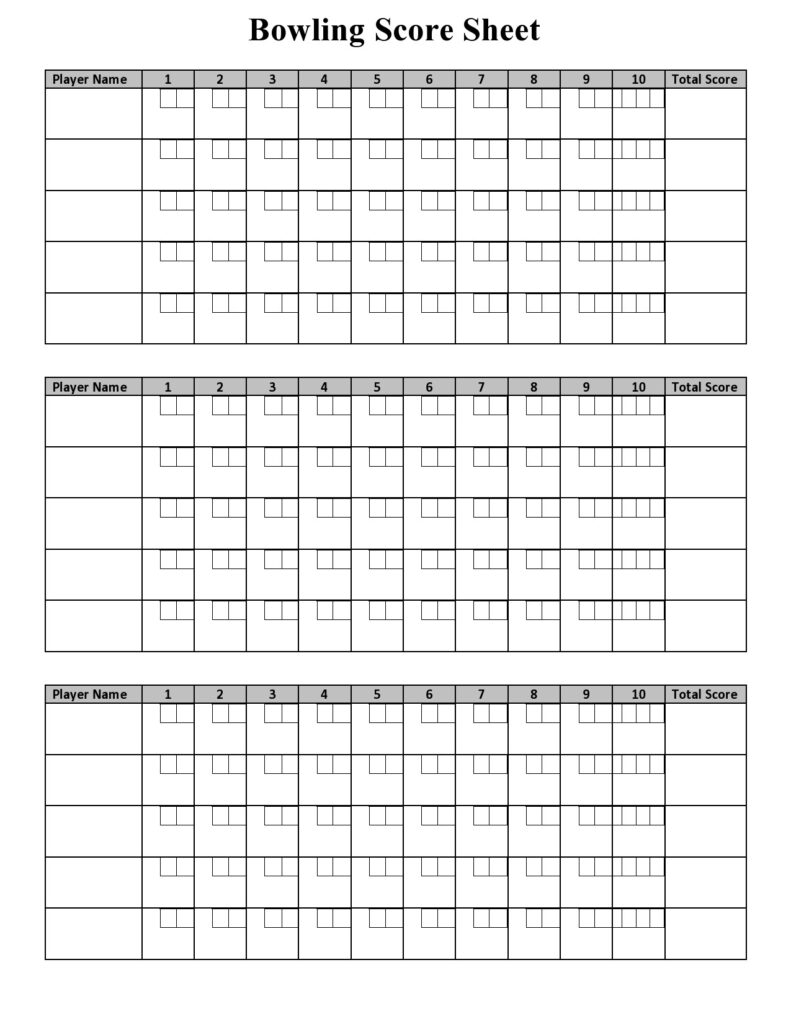 Free Bowling Score Sheet Printable - Template Free Printable