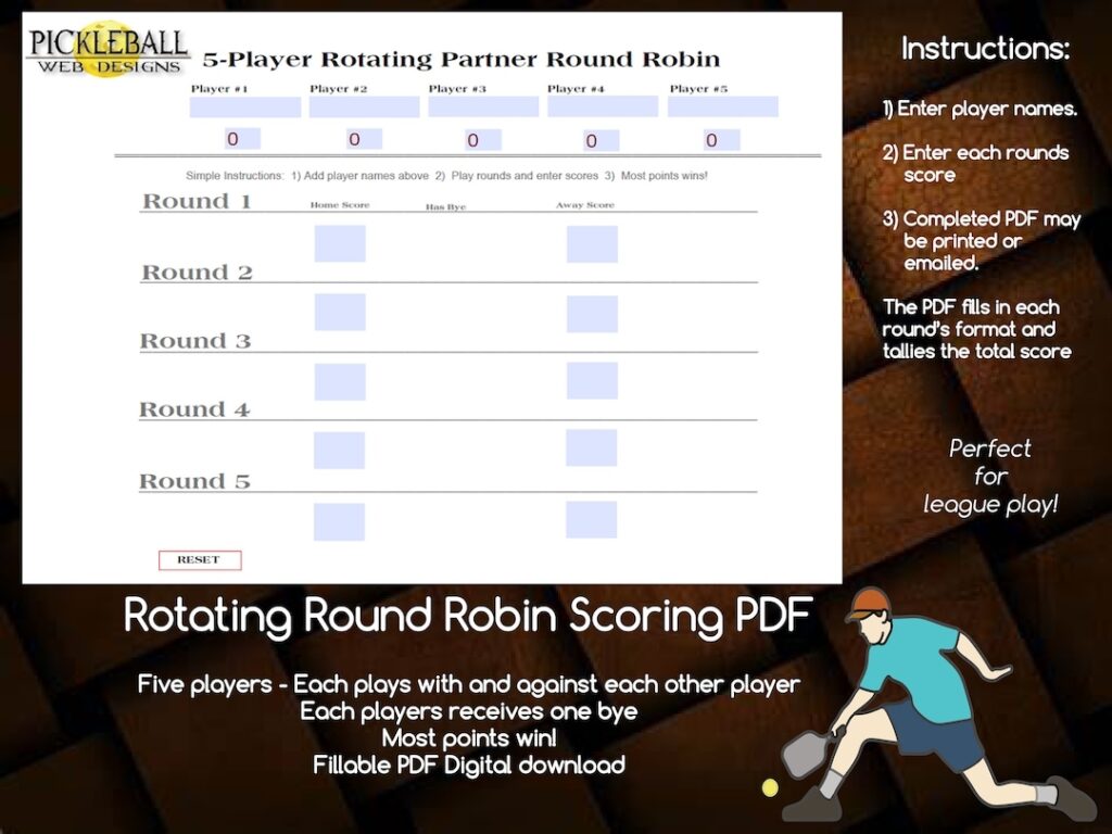 Pickleball Rotation Charts Printable Pdf - Template Free Printable
