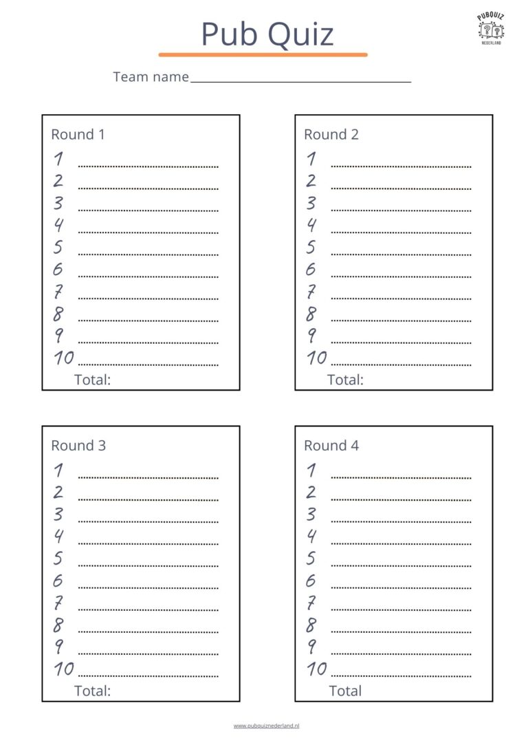 Free Printable Trivia Night Answer Sheets - Template Free Printable