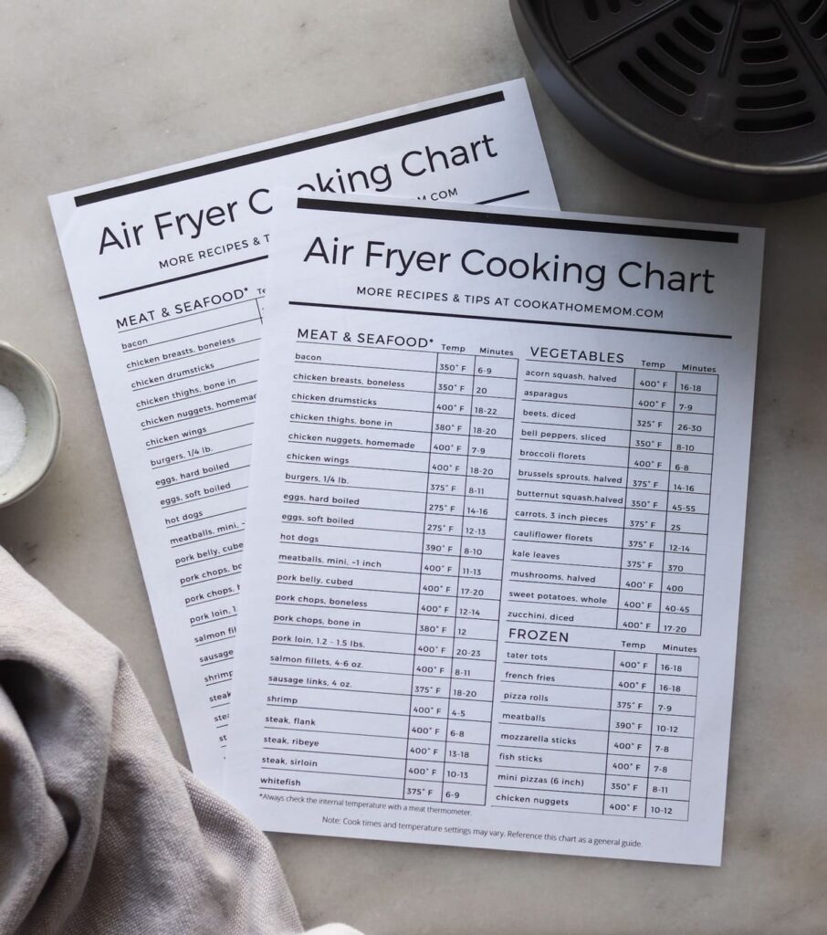 Air Fryer Cooking Times Printable Chart - Template Free Printable