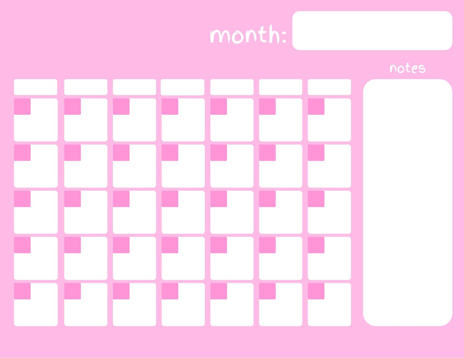 Pink Calendar Printable - Template Free Printable
