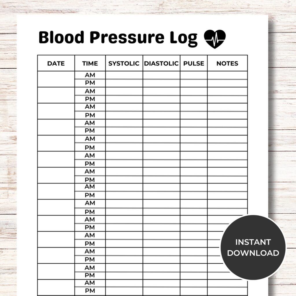 Blood Pressure Pulse Chart Printable - Template Free Printable