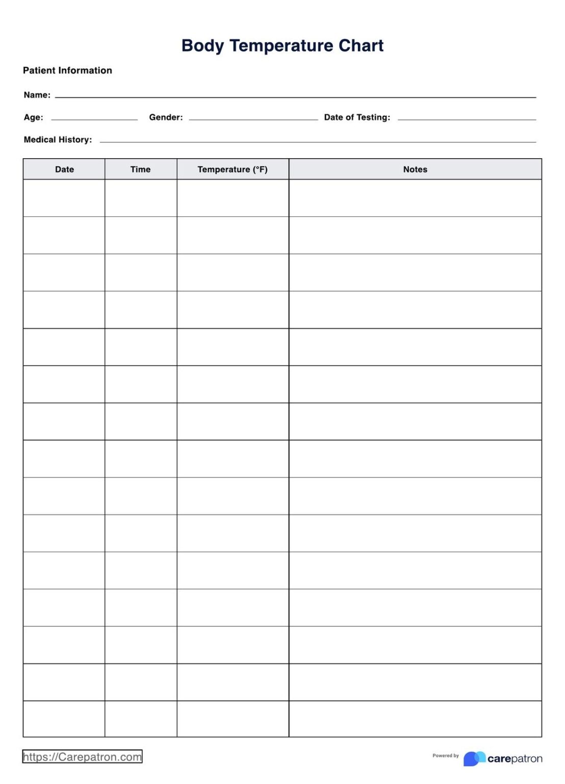 Printable Fever Chart - Template Free Printable
