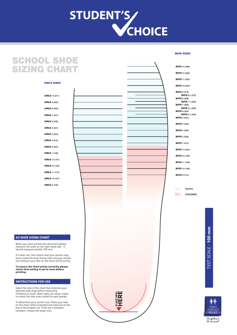Payless Printable Shoe Size Chart - Template Free Printable