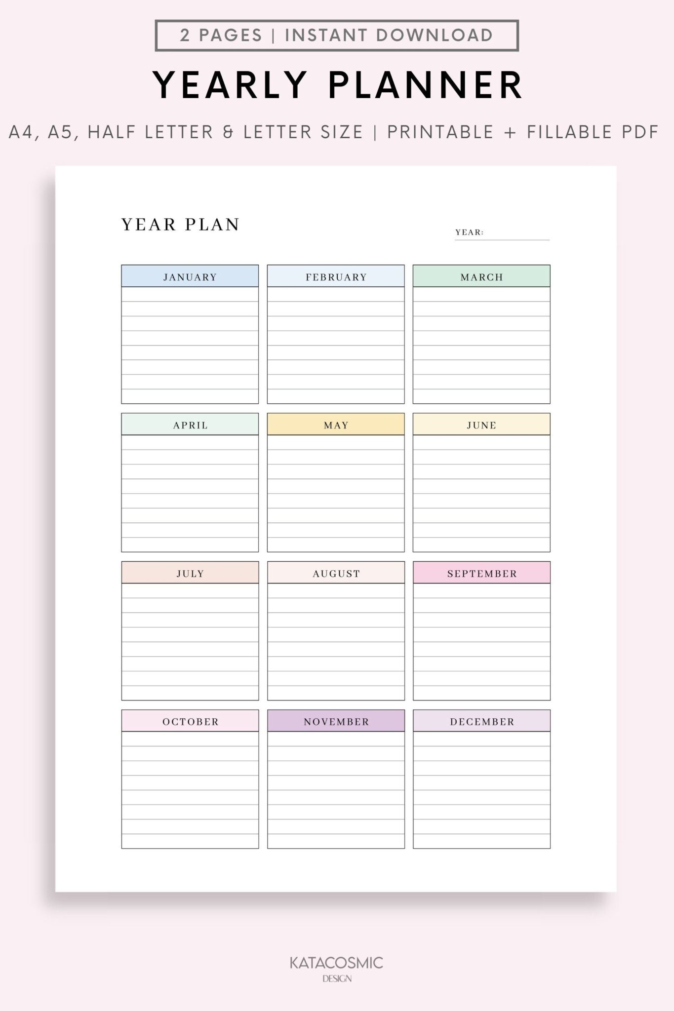 Year At A Glance Calendar Printable - Template Free Printable