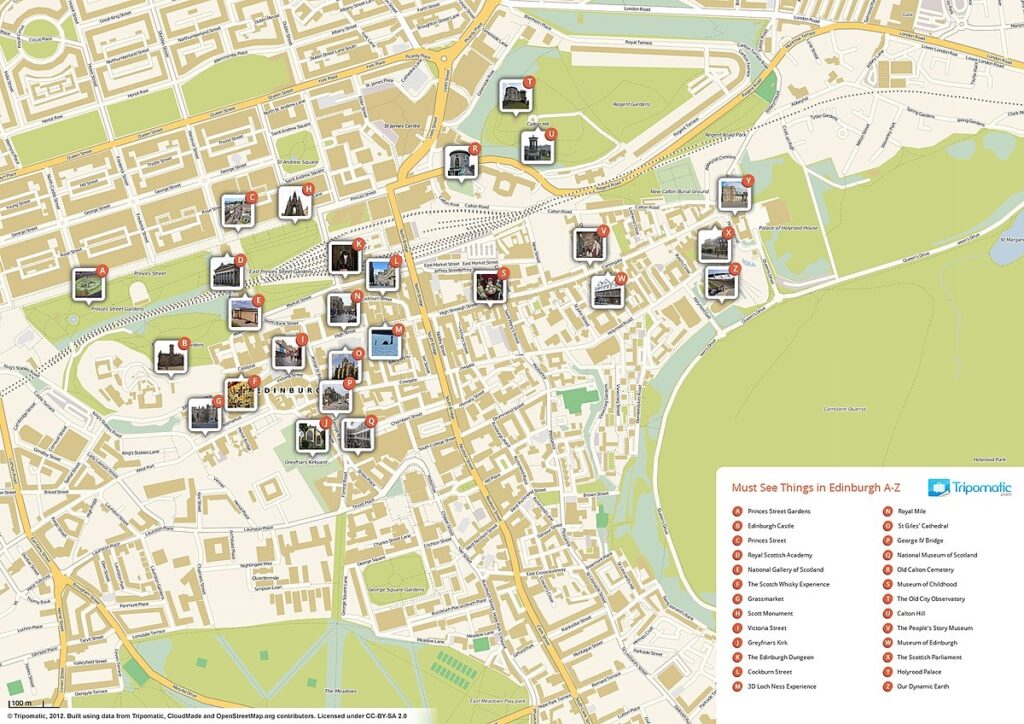 Printable Edinburgh Tourist Map - Template Free Printable