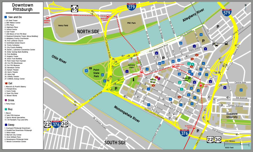 Pittsburgh Downtown Map Printable - Template Free Printable