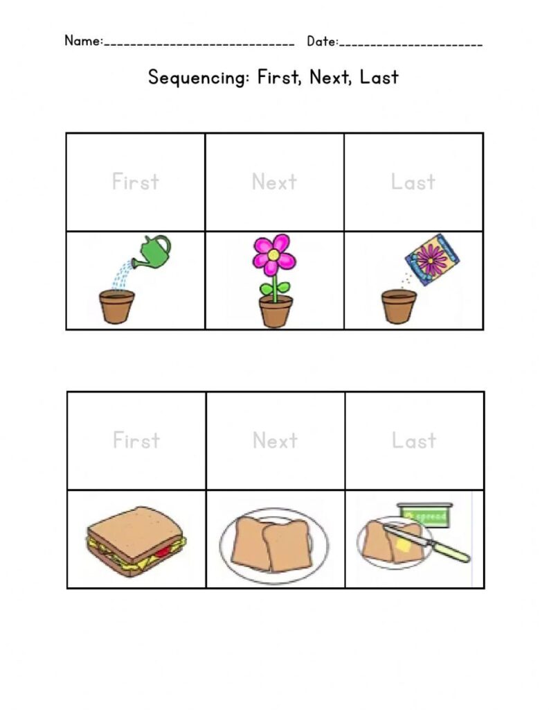 Free Printable First Next Last Worksheets - Template Free Printable