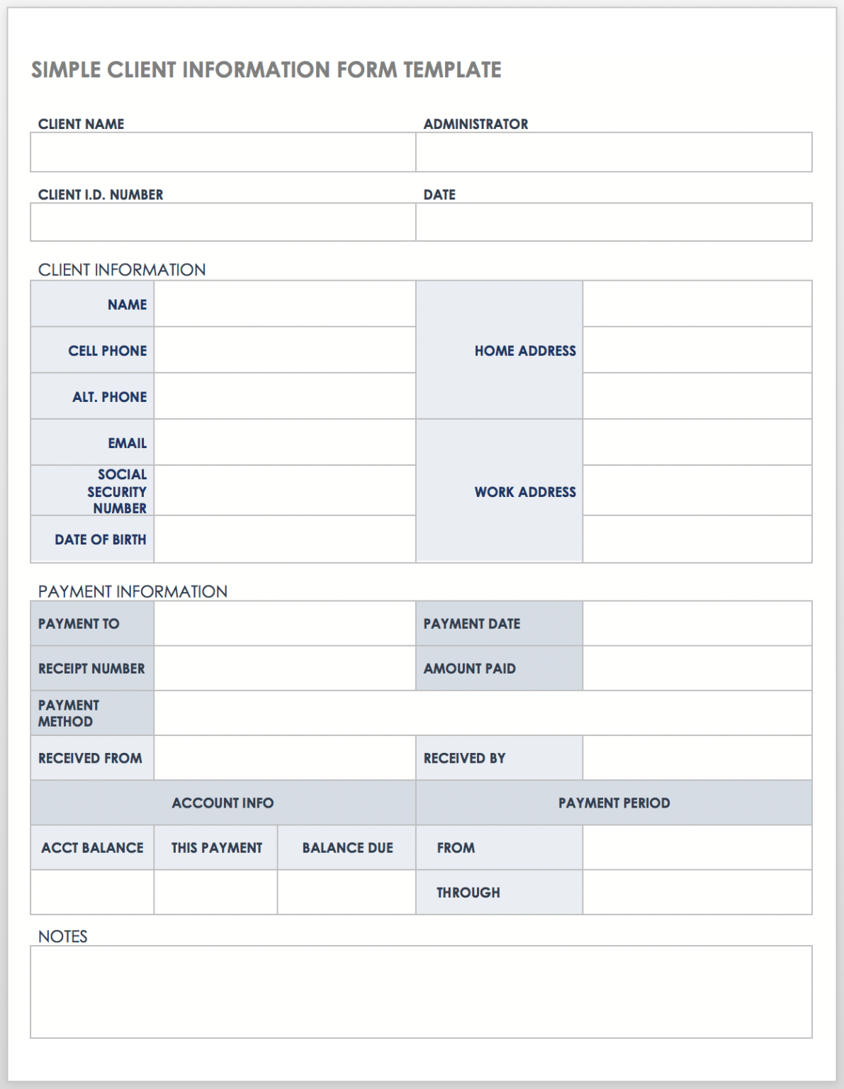 Printable New Customer Information Sheet - Template Free Printable