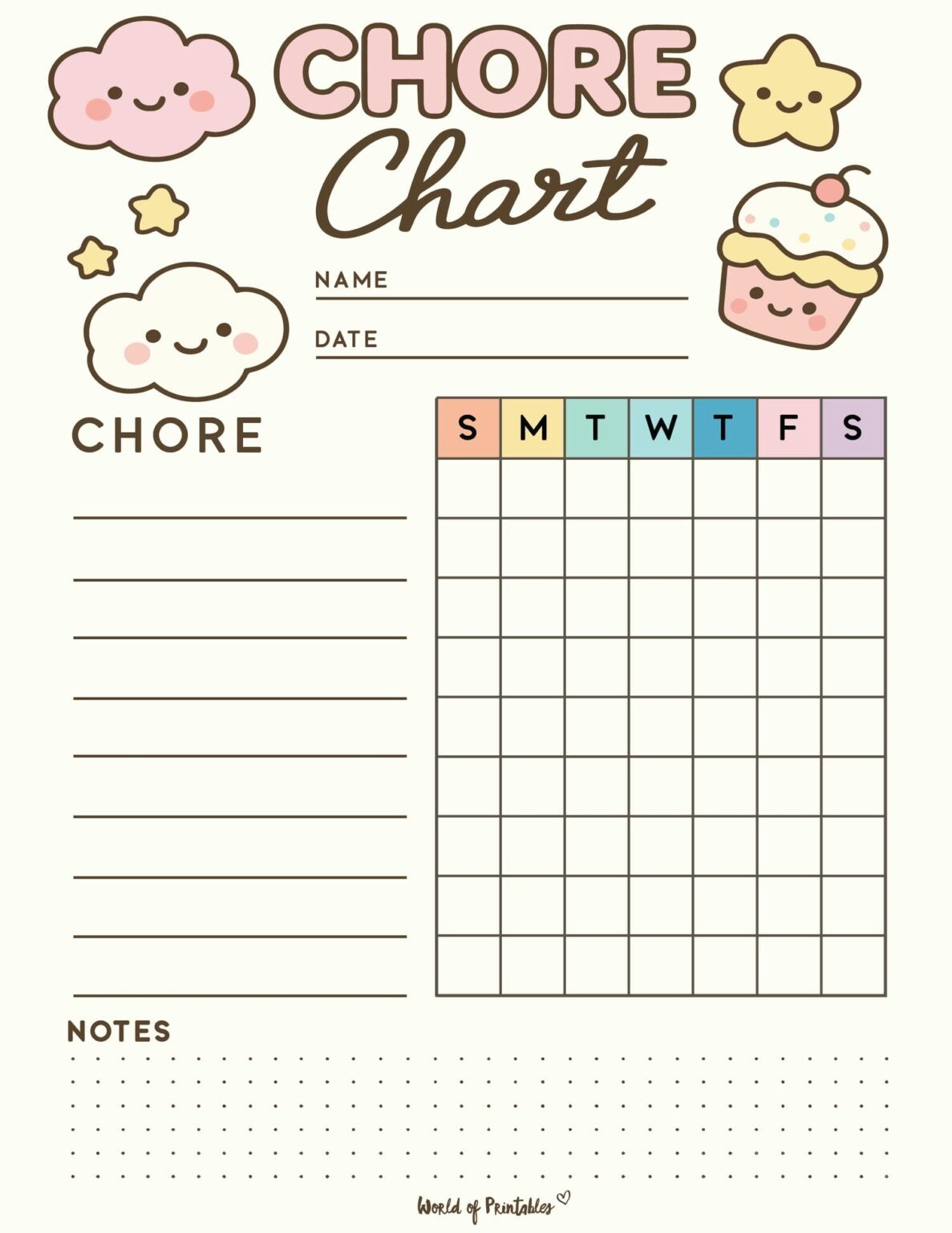 Printable Chore Charts For Girls - Template Free Printable
