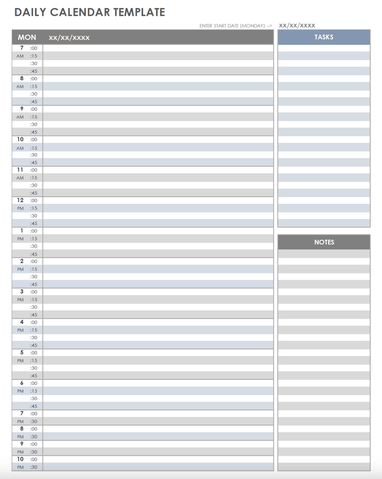 Printable Daily Schedule Calendar - Template Free Printable