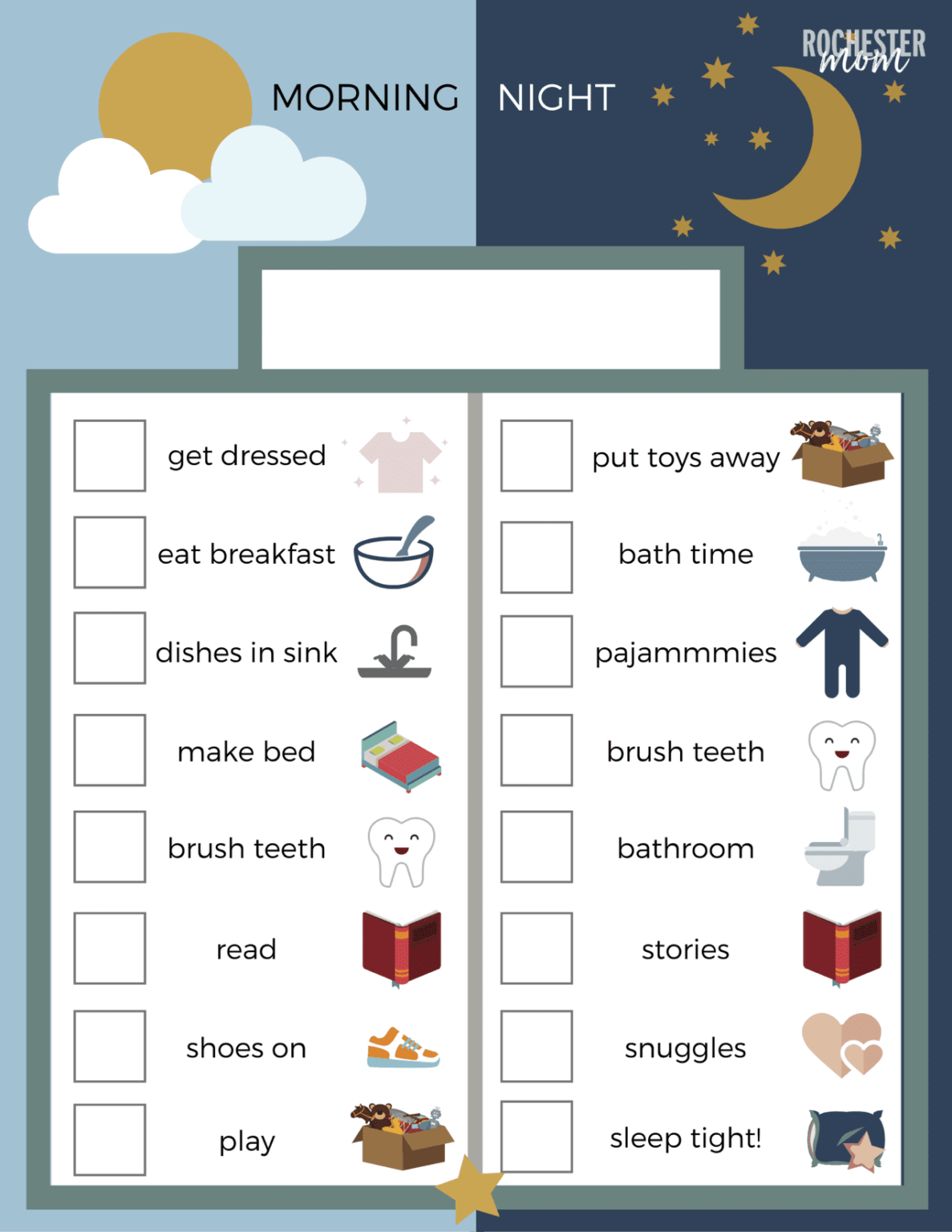 Morning And Evening Chore Chart Printable - Template Free Printable