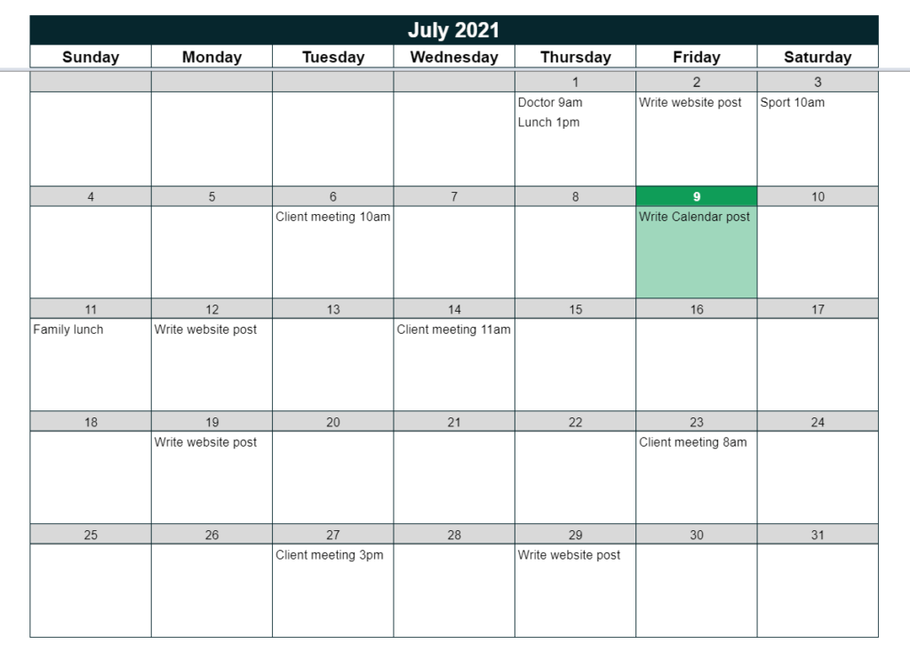 Printable Calendar With Checkboxes - Template Free Printable