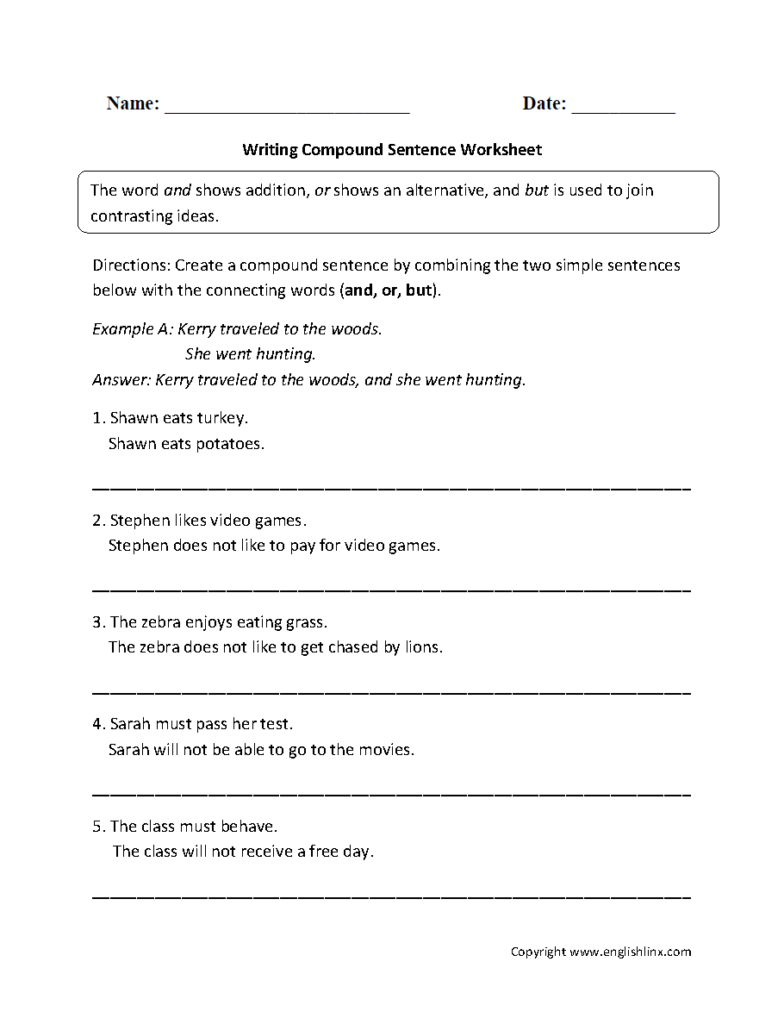 Free Printable Sentence Diagramming Worksheets - Template Free Printable