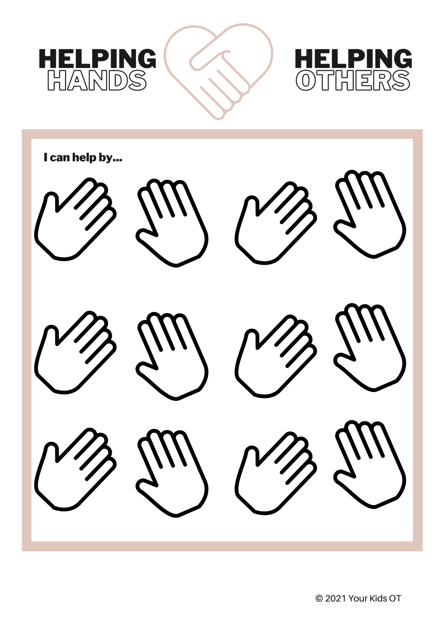 Printable Helping Hand Worksheet - Template Free Printable