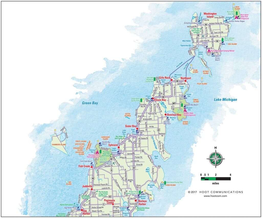 Printable Door County Map - Template Free Printable