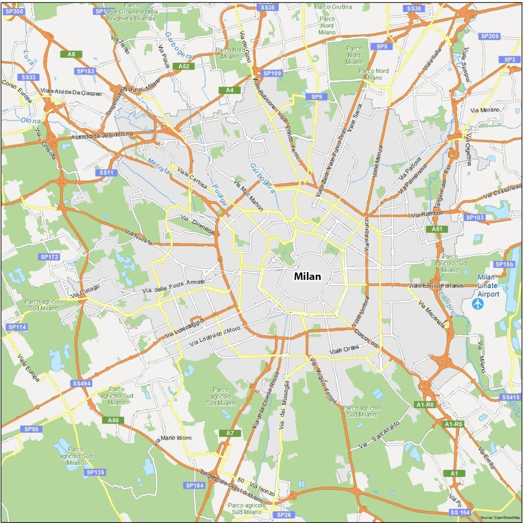 Printable Map Of Milan - Template Free Printable