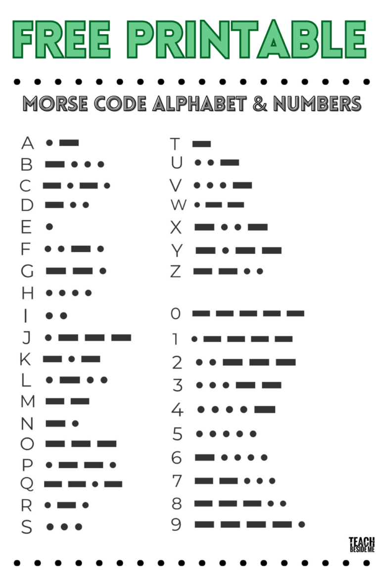 Printable Morse Code Chart Pdf - Template Free Printable