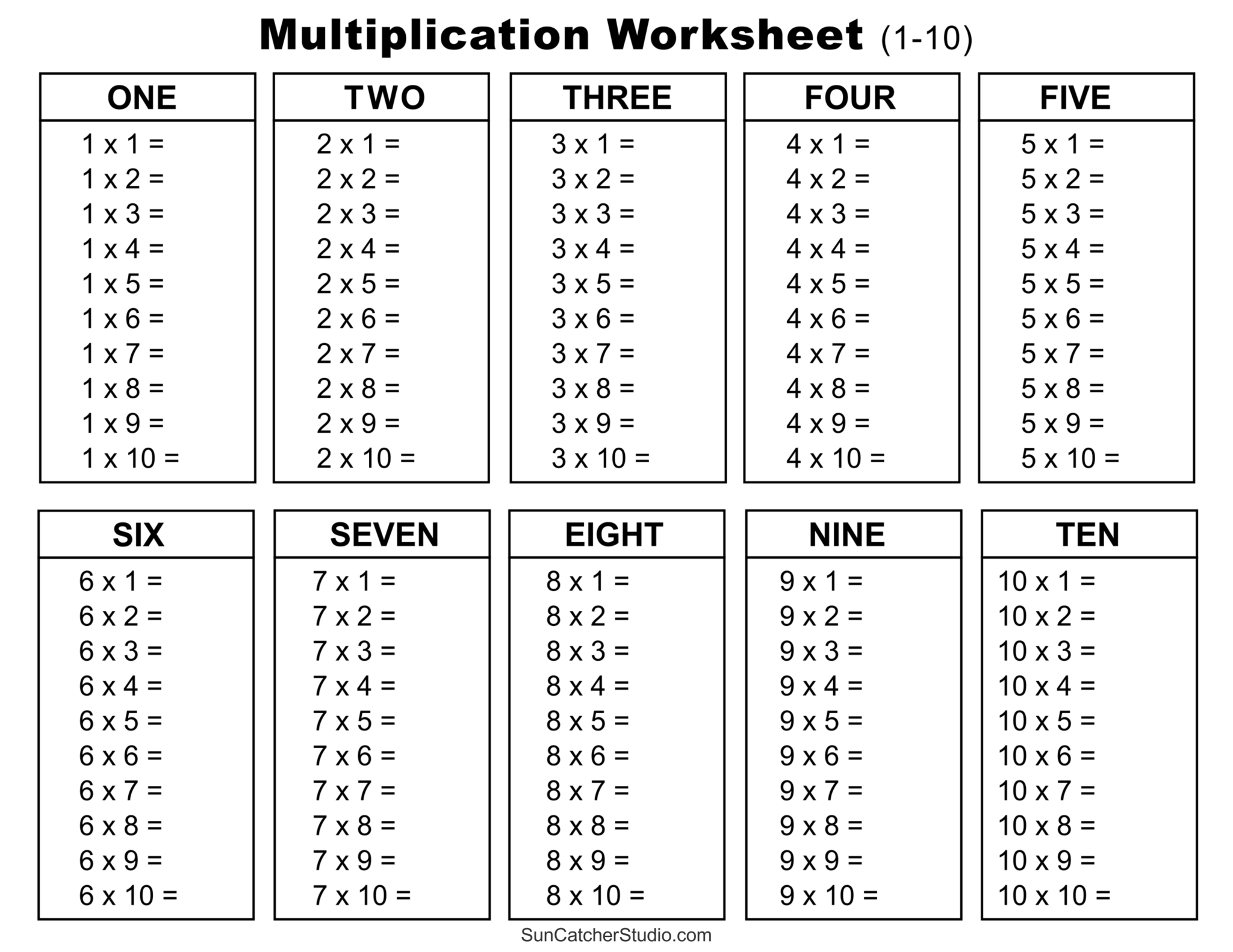 Free Printable Time Tables Chart - Template Free Printable