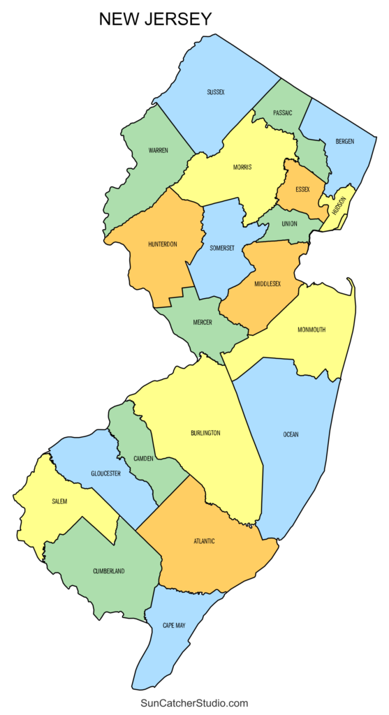 Printable Map Of New Jersey Counties - Template Free Printable