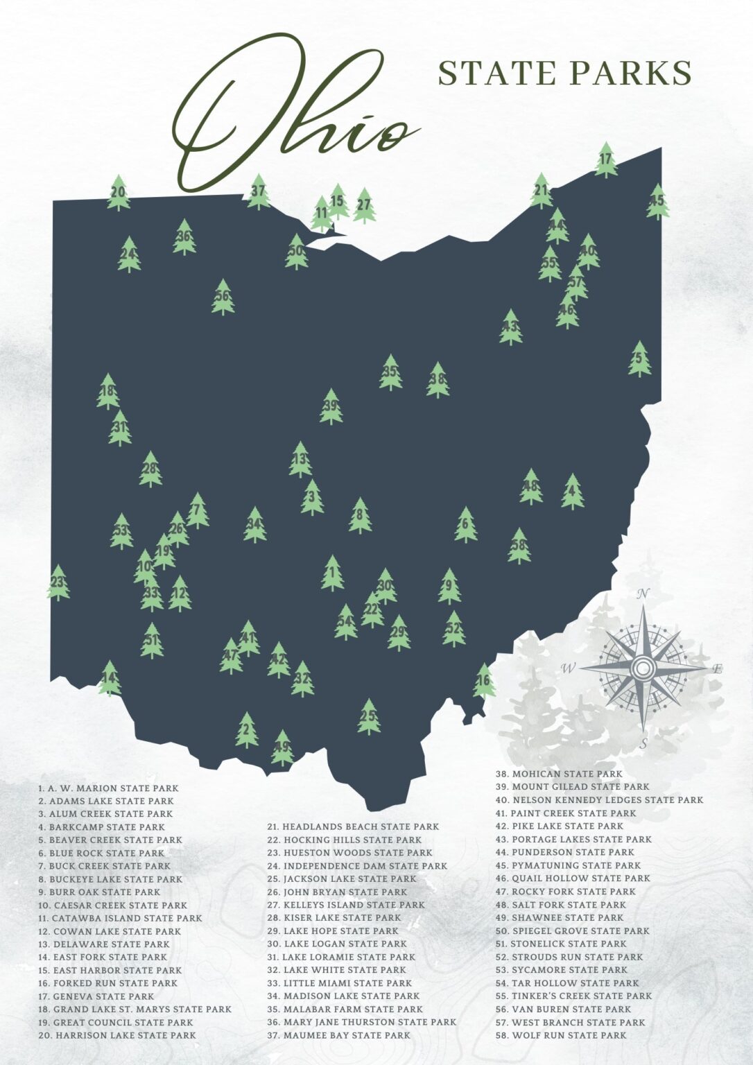 Printable Map Of Ohio State Parks - Template Free Printable